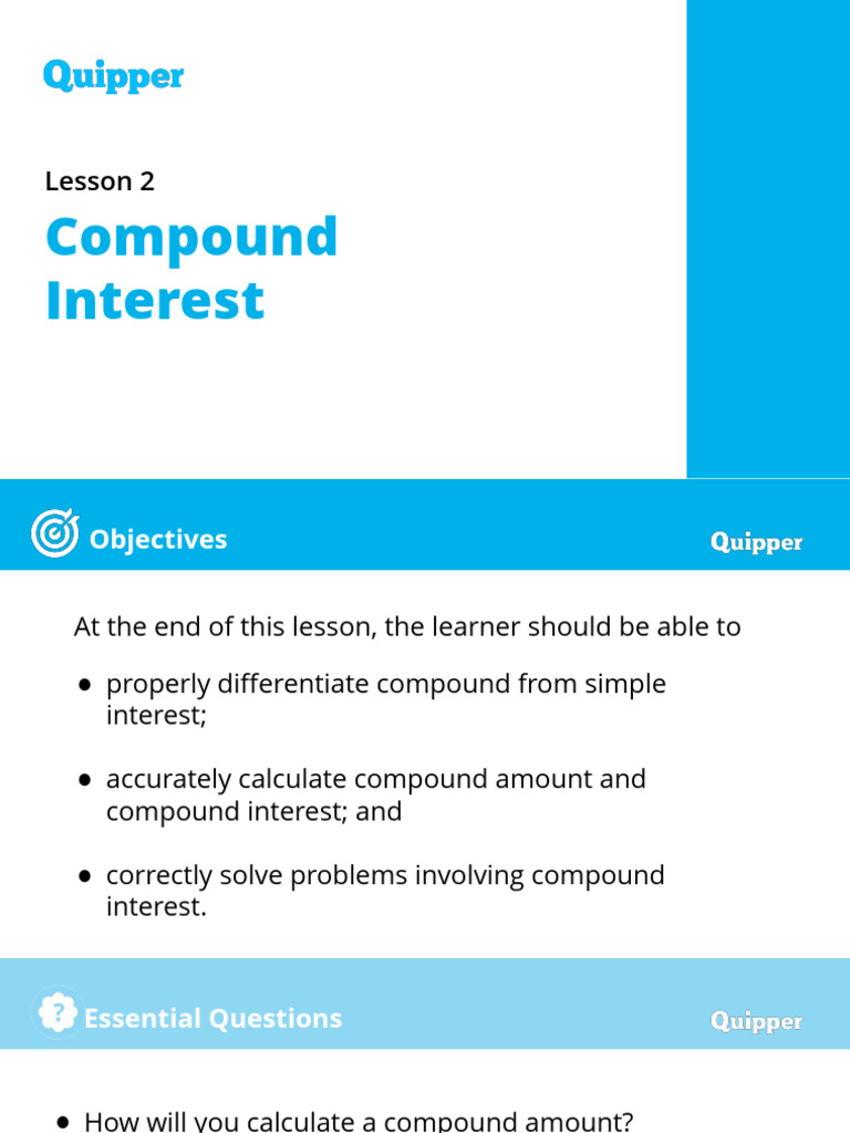 Lesson 2 Comppound Interest | PDF | Interest | Compound Interest
