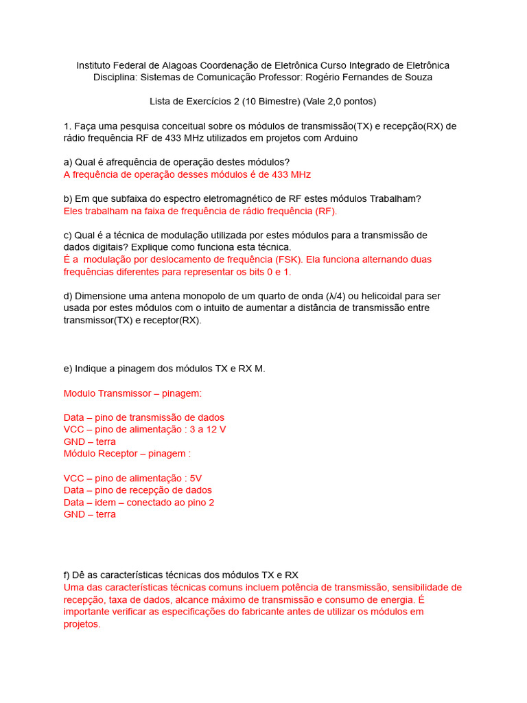 Atividade de módulos RF | PDF