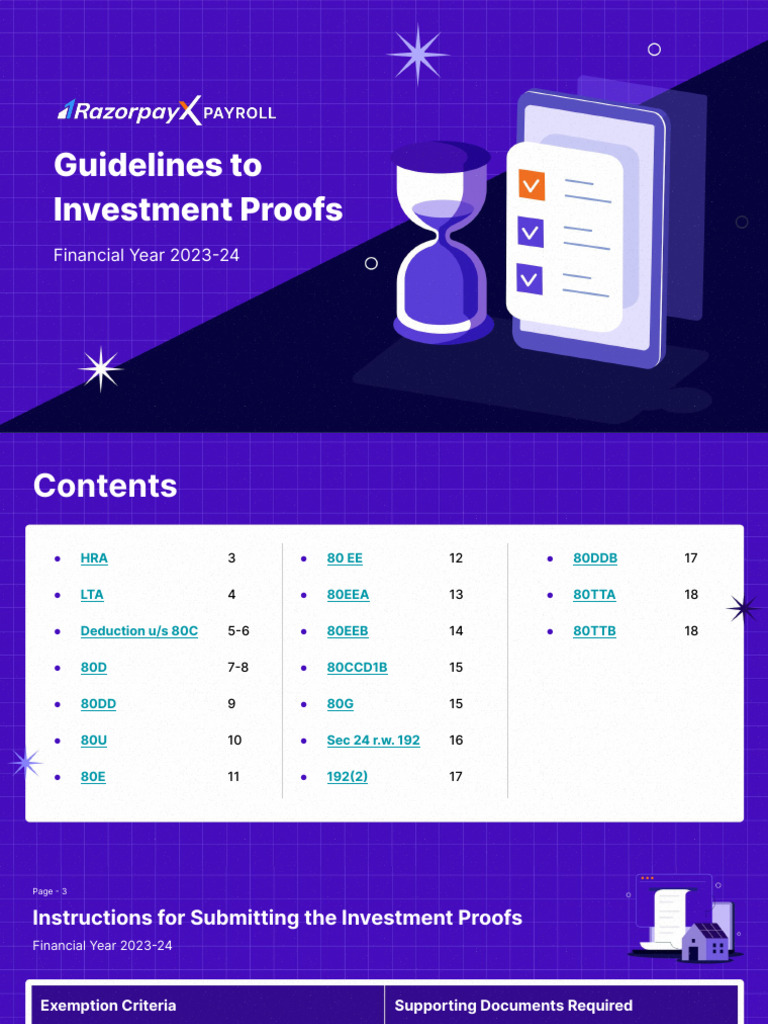 Guide To Investment Proofs FY '24 | PDF | Loans | Tax Exemption