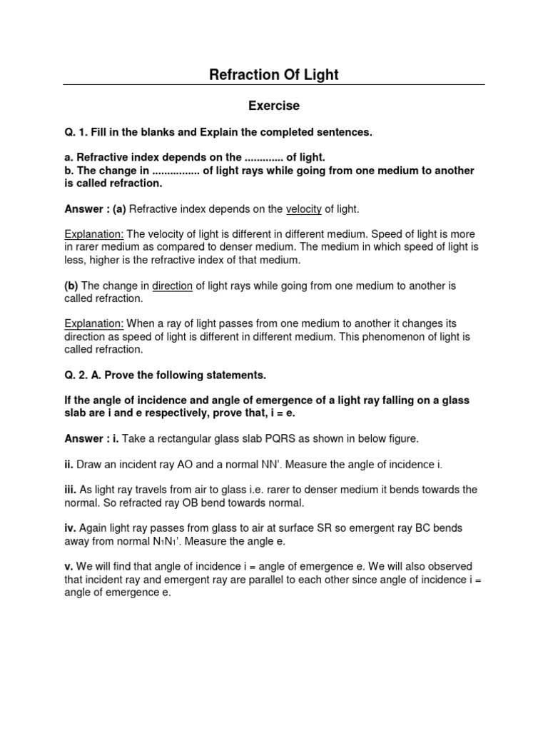 Refraction of Light | PDF | Refraction | Rainbow