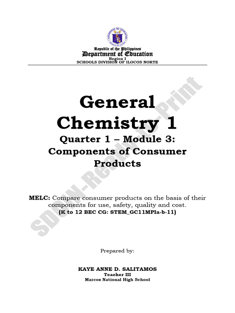 GENCHEM1 12 Q1 Week2 Mod3 MELC03 Salitamos Kaye | PDF