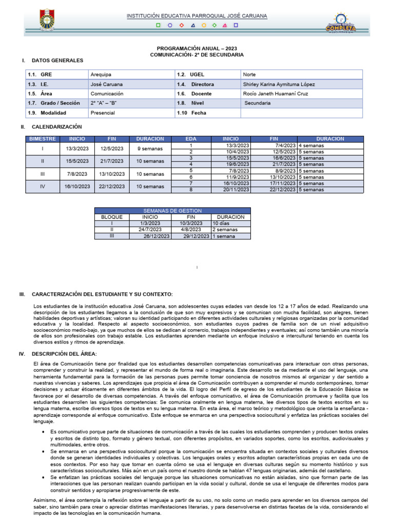 PROGRAMACIÓN 2023 | PDF | Aprendizaje | Enseñando