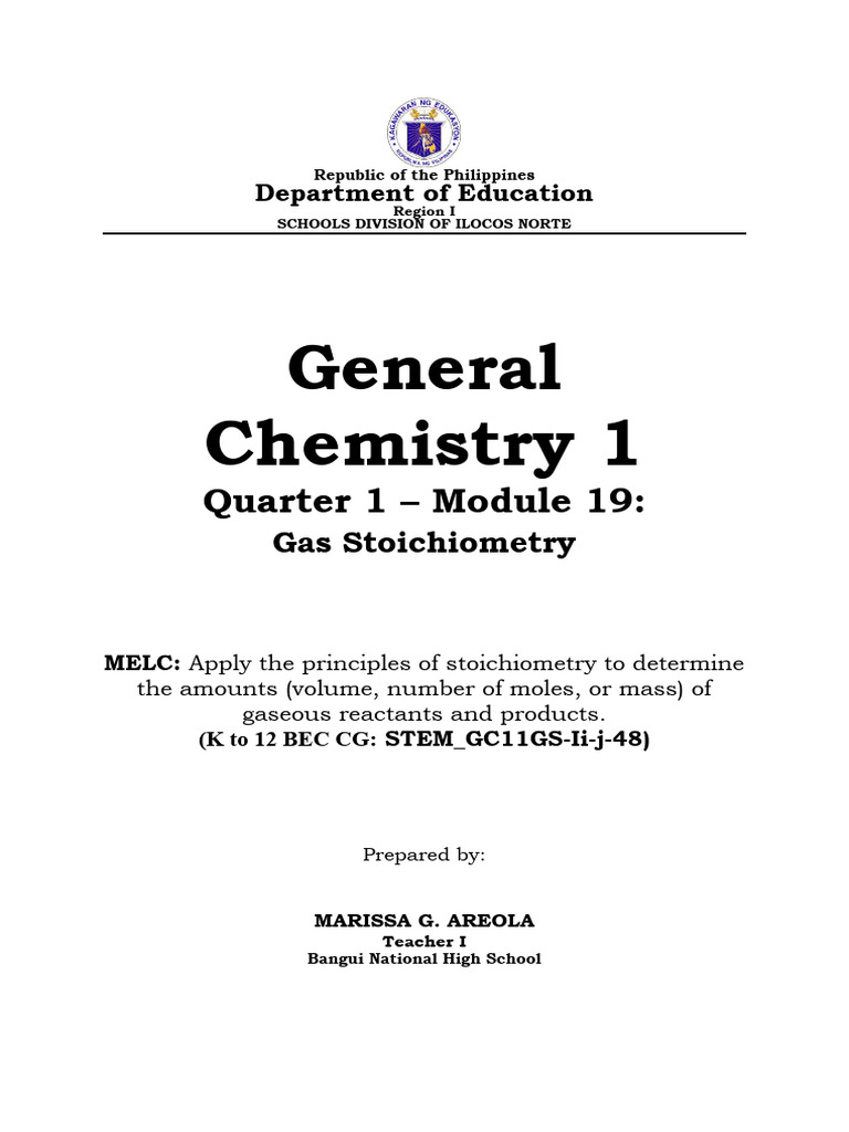 GENCHEM1 12 Q1 WEEK5 MELC19 MOD Areola Marissa Marissa Areola | PDF