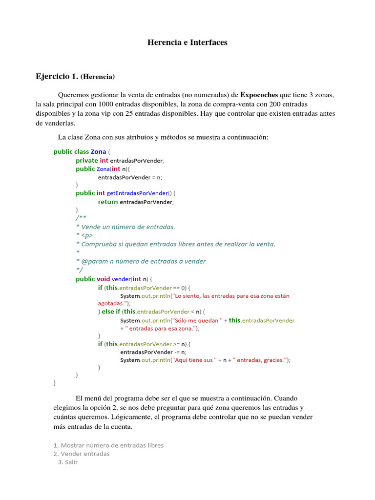 Boletín Herencia e Interfaces | PDF | Herencia (Programación Orientada ...