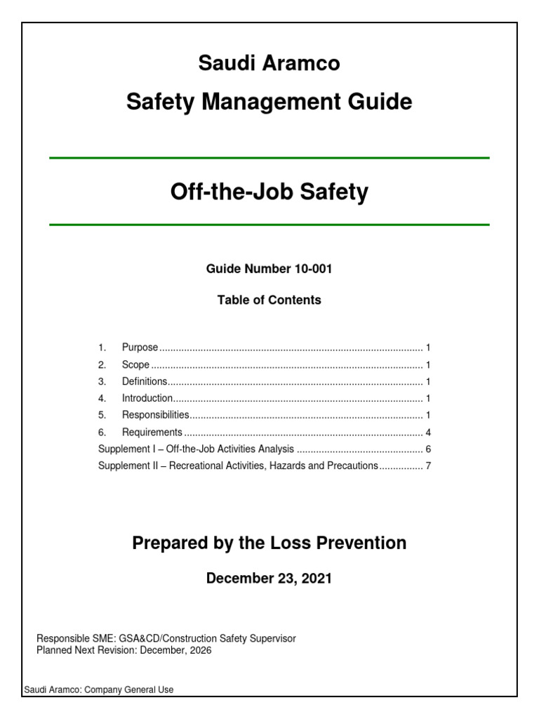 Off-the-Job Safety Management Guide | PDF | Business | Technology ...