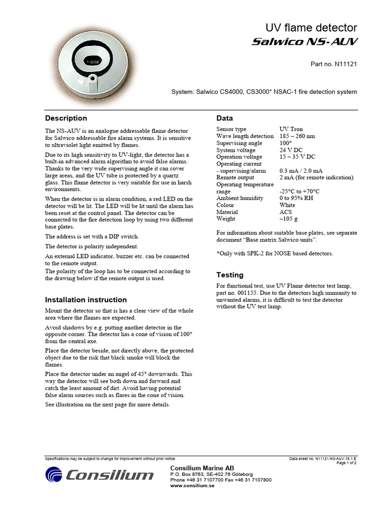 N11121 - NS-AUV - UV Flame Detector | PDF