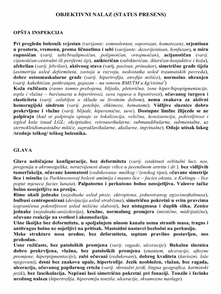 OBJEKTIVNI NALAZ - DR Belada (Print) | PDF