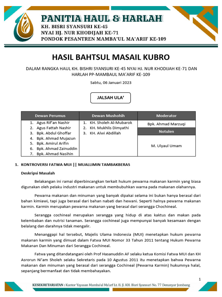 Hasil BMK PP. Mambaul Ma'arif | PDF