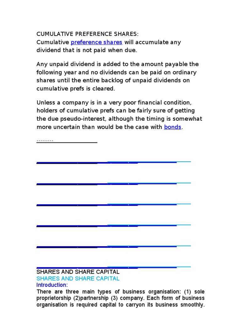 Preference Shares: Shares and Share Capital | PDF | Preferred Stock ...