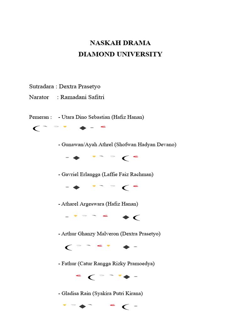 Naskah Drama Diamond University: Sutradara: Dextra Prasetyo Narator ...