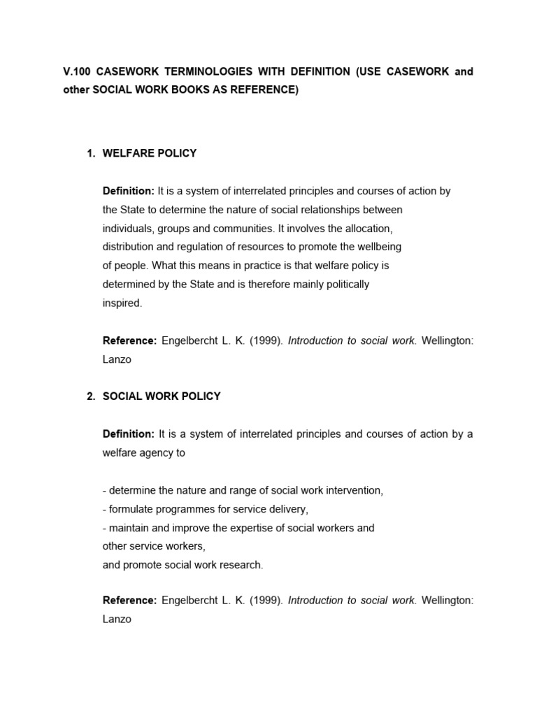 Casework Terminologies | PDF