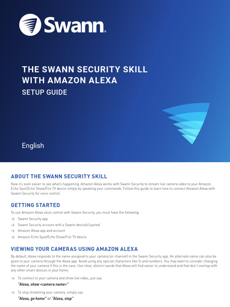 The Swann Security Skill With Alexa Setup Guide - English | Download ...