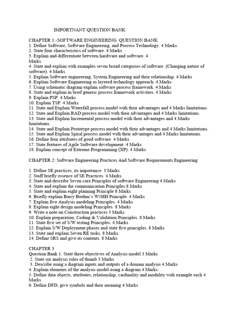 Importnant Question Bank Software Engineering | PDF