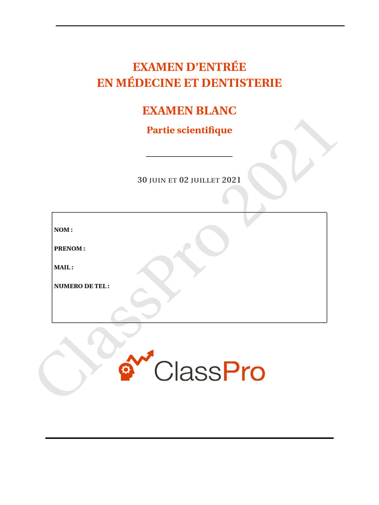 CP - Examen Blanc Final 2021 | PDF