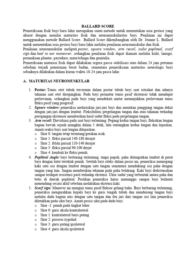 Ballard Score | PDF | Kajian Bahasa Asing | Sains & Matematika