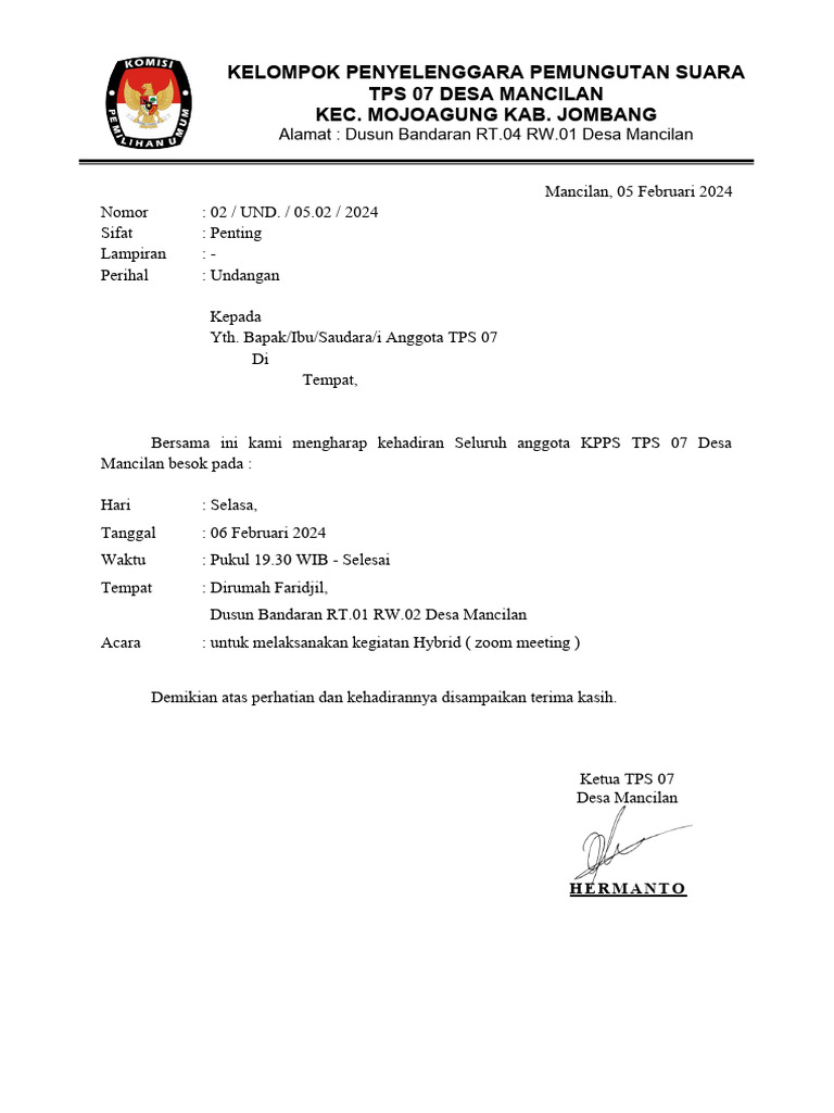 Undangan TPS 07 | PDF