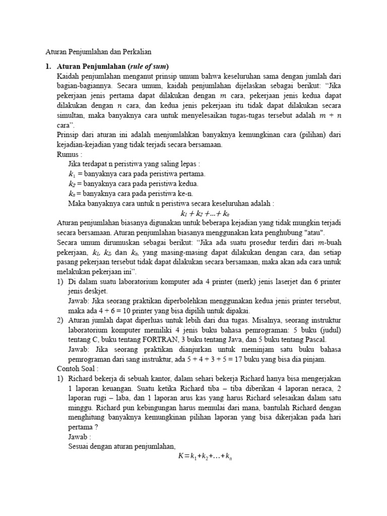Aturan Penjumlahan Dan Perkalian | PDF