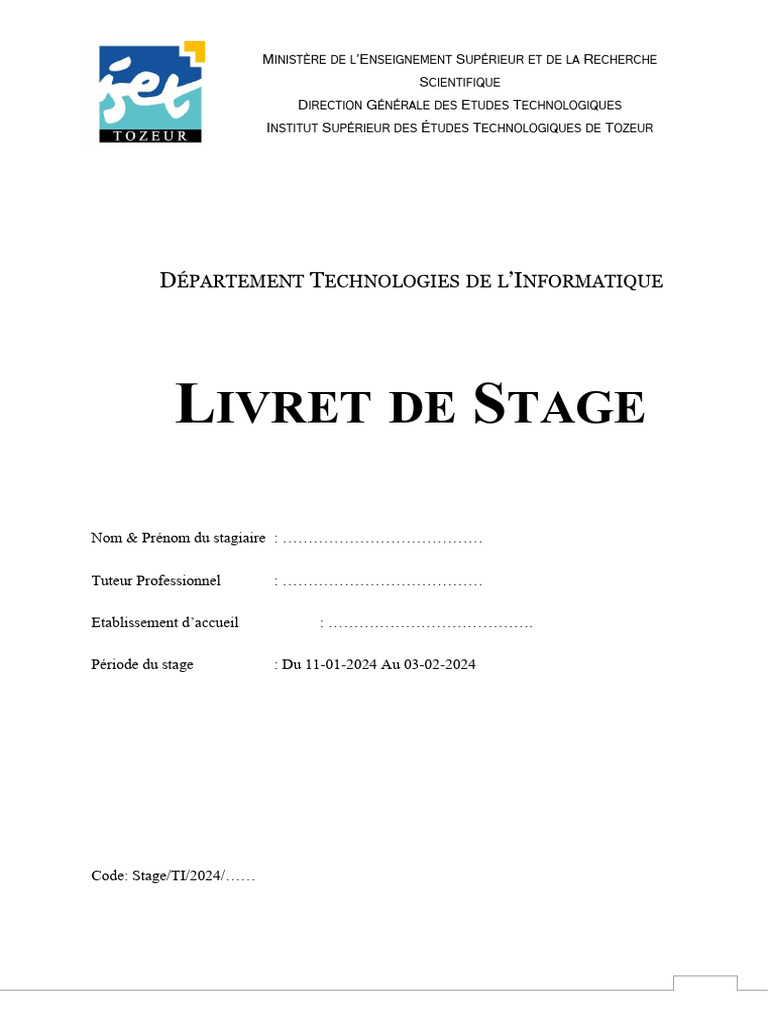 Livret de stage initiation TI 1 | PDF