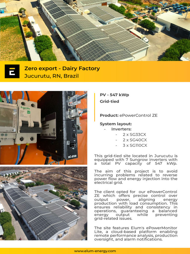 Zero Export Solar System for Dairy Factory | PDF