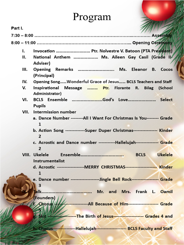 Program For Xmas Party | PDF