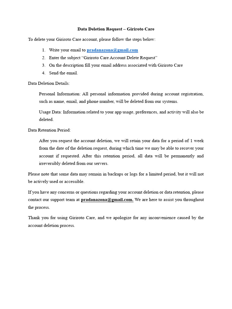 Data Deletion Request | PDF | Business