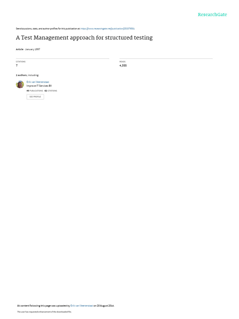 A Test Management Approach For Structured Testing | PDF