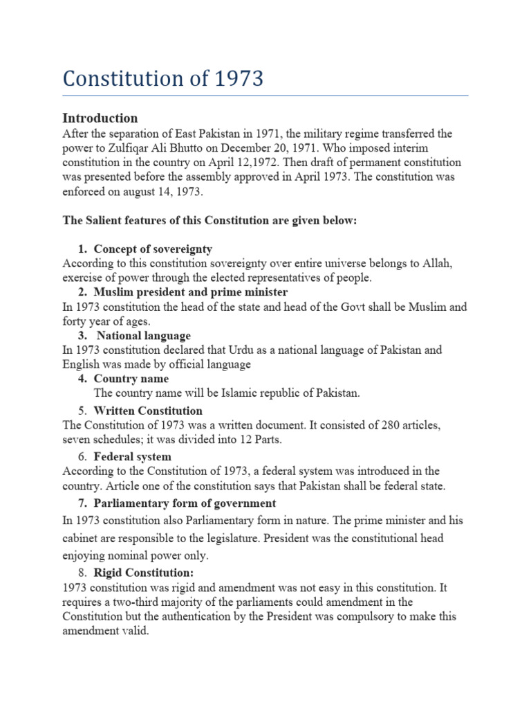 Constitution of 1973 | PDF | Constitution | Government