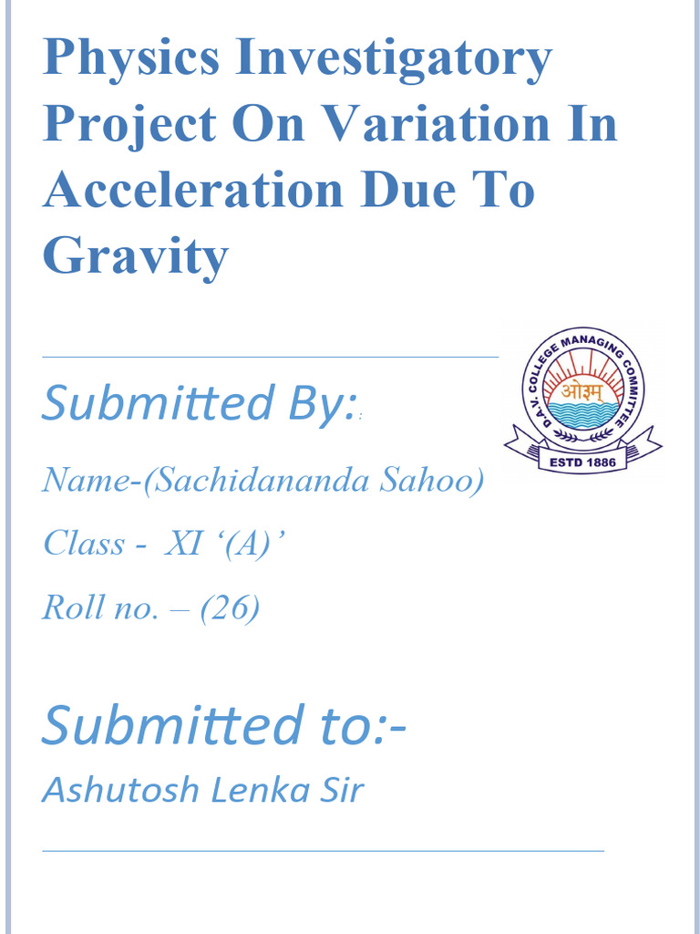 Edited Physics Project CBSE XI | PDF | Orbit | Gravity Edited Physics Project CBSE XI | PDF | Orbit | Gravity