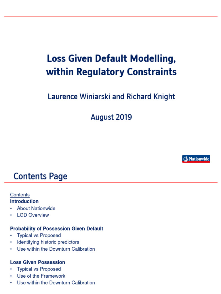 AD99 Innovations in LGD Modelling Within Regulatory Constraints Knight | PDF