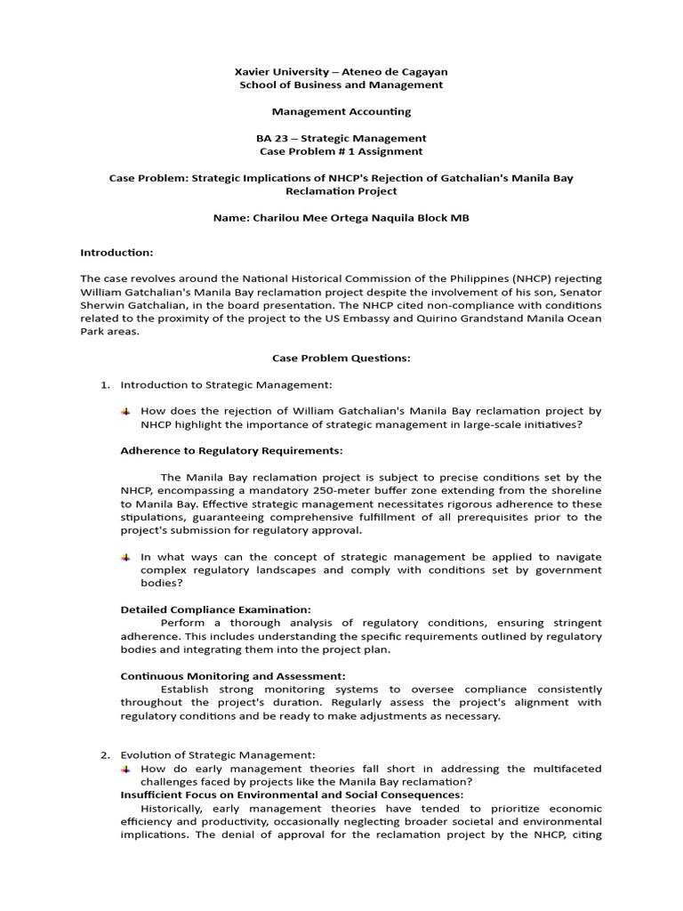 Case Assignment # 1 | PDF | Strategic Management | Environmental Impact Assessment