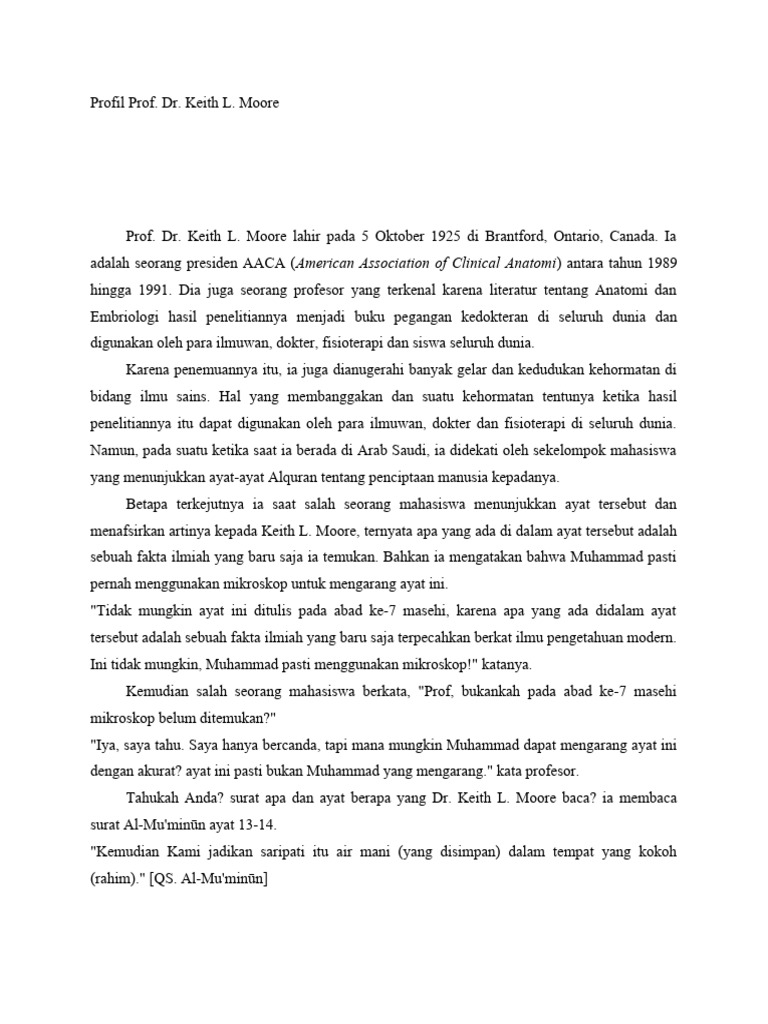 Profil Prof. Dr. Keith L. Moore | PDF