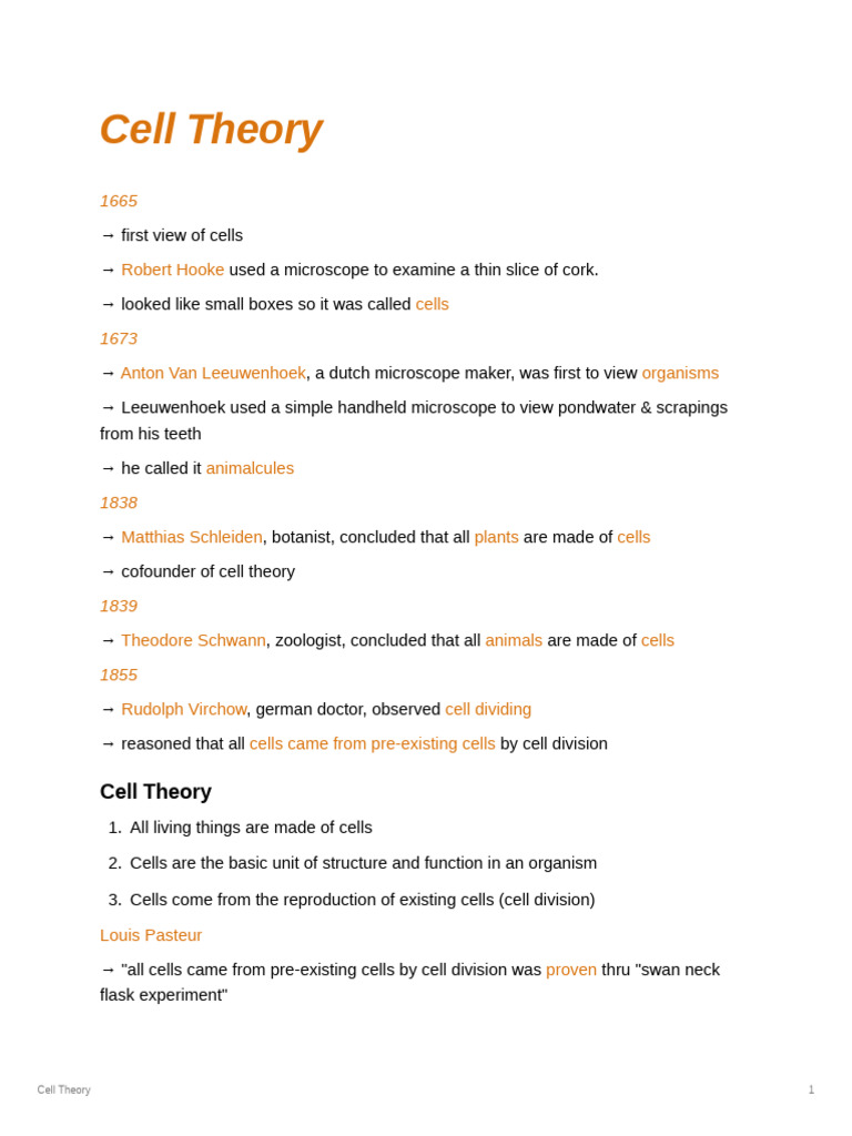 Cell Theory | PDF | Cell (Biology) | Life Sciences