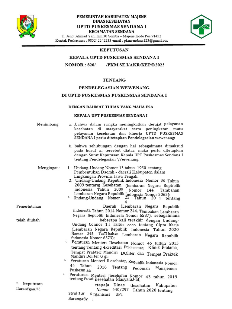 Contoh Pendelegasian Wewenang II | PDF