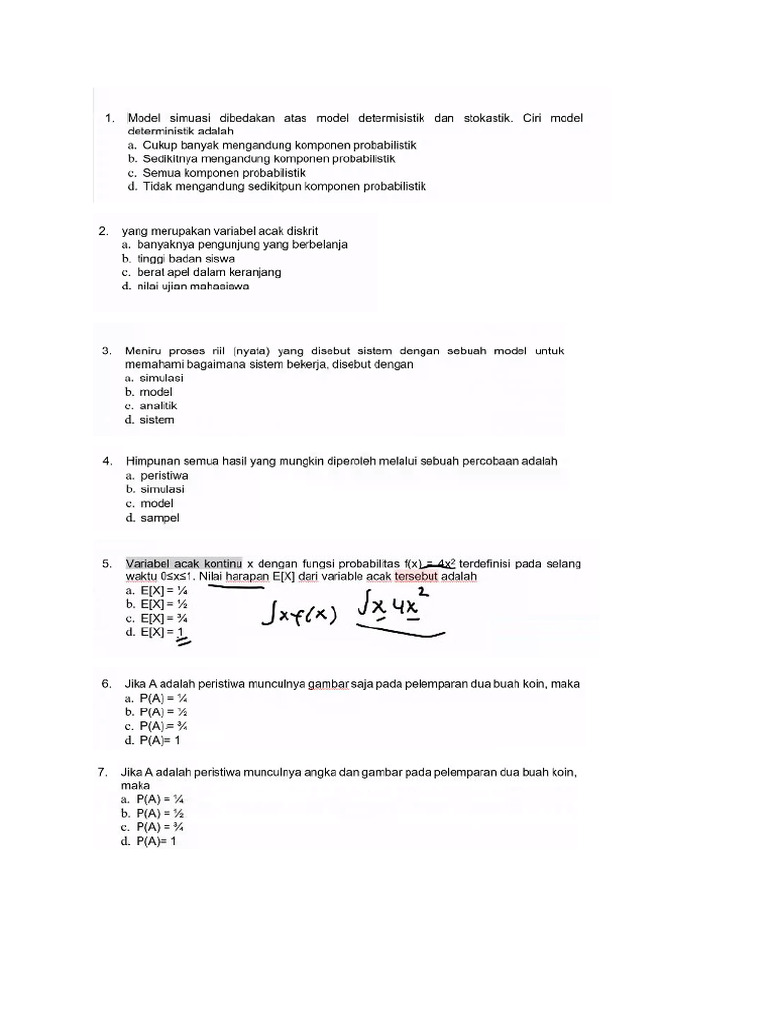 Pemodelan Simulasi Tanya Jawab Sebelum UTS | PDF