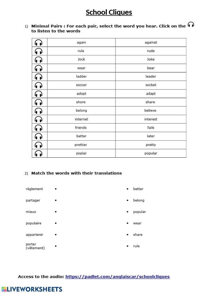 Esl Lesson: Cliques | PDF