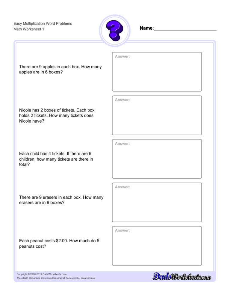 Easy Multiplication Word Problems v1 | PDF | Home & Garden | Art