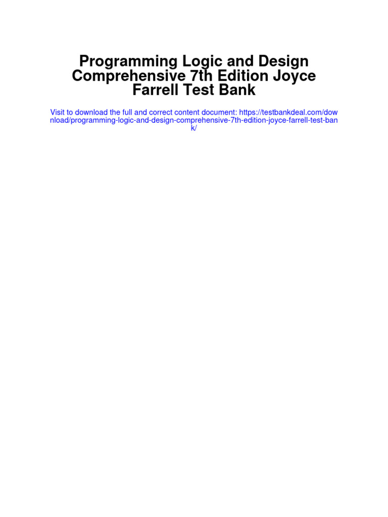 Programming Logic And Design Comprehensive 7th Edition Joyce Farrell