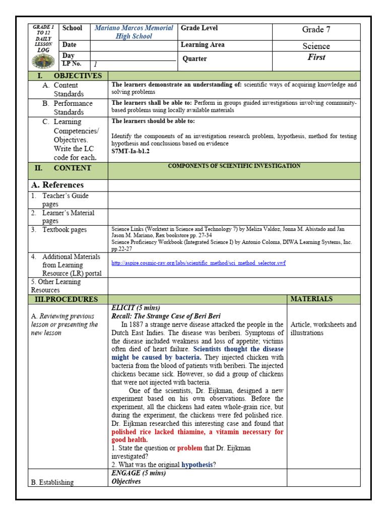 LP1 - Scientific Investigations | PDF