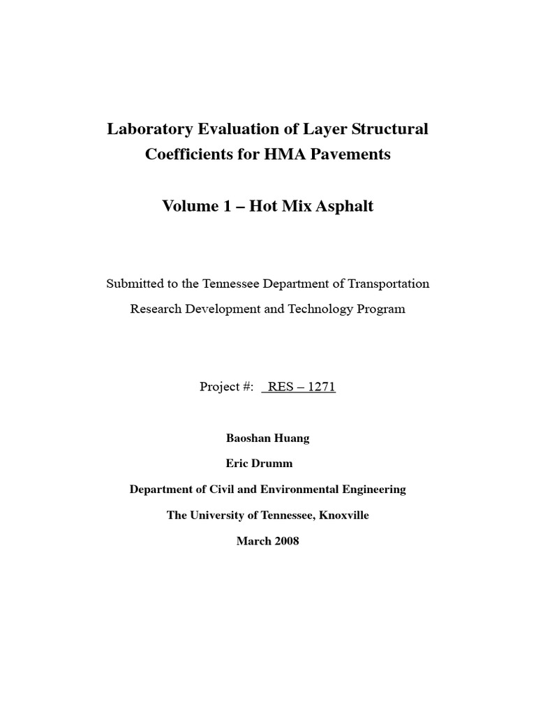 TDOT Layer Coefficients - Final Report - Volume 1 - 1 | PDF ...