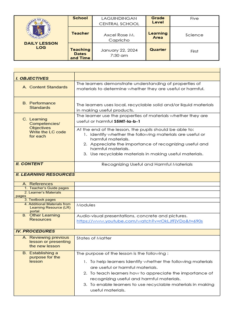 DLL Template 3 | PDF | Learning | Teachers