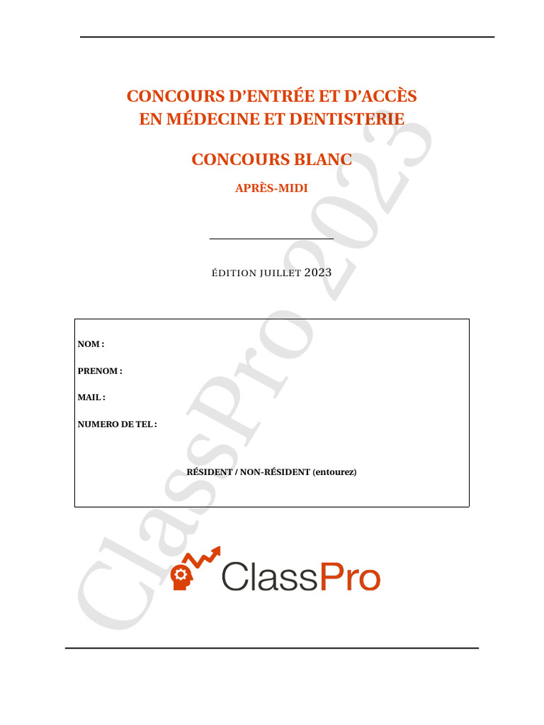 PM - Concours Blanc Juillet - PM | PDF