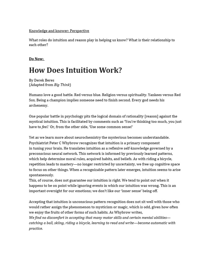 Tok 4 Intuition | PDF