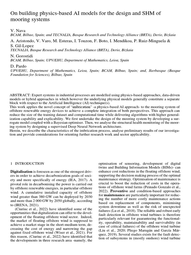 On Building Physics Based AI Models For The Design and SHM of Mooring ...