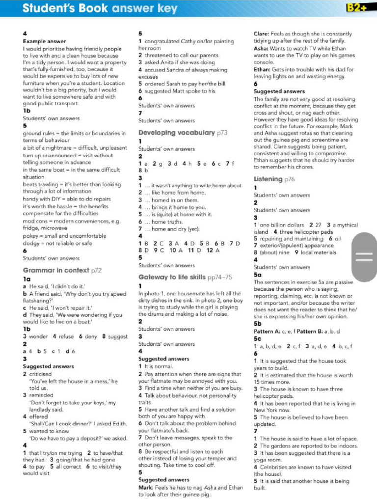 Student's Book B2+ Answer Key | PDF