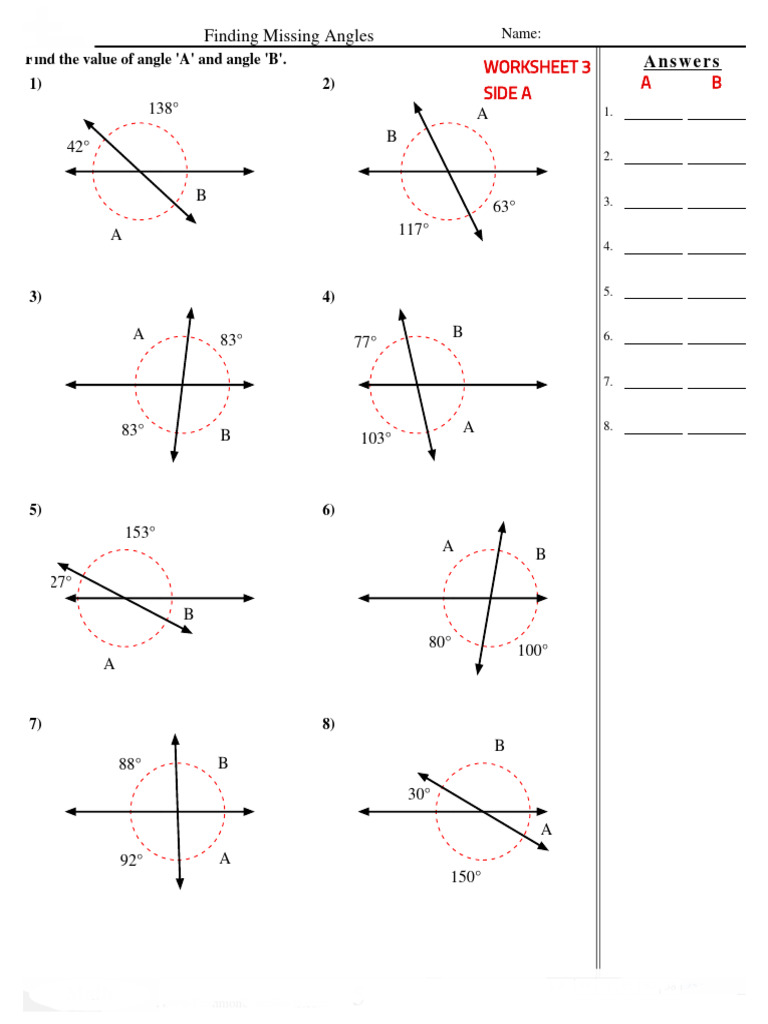 Angle Calculation Worksheet | PDF