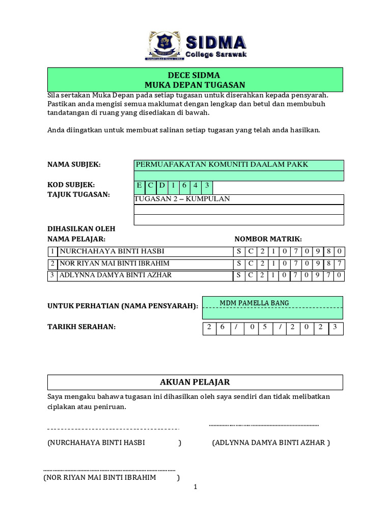Ecd 1643 Tugasan 2 MDM Pam | PDF