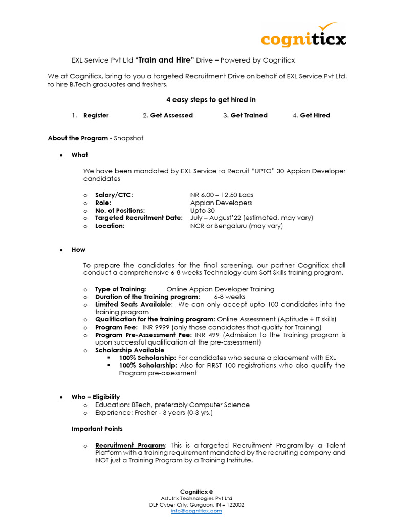 Program Brief - EXL Train and Hire Drive | PDF | Business