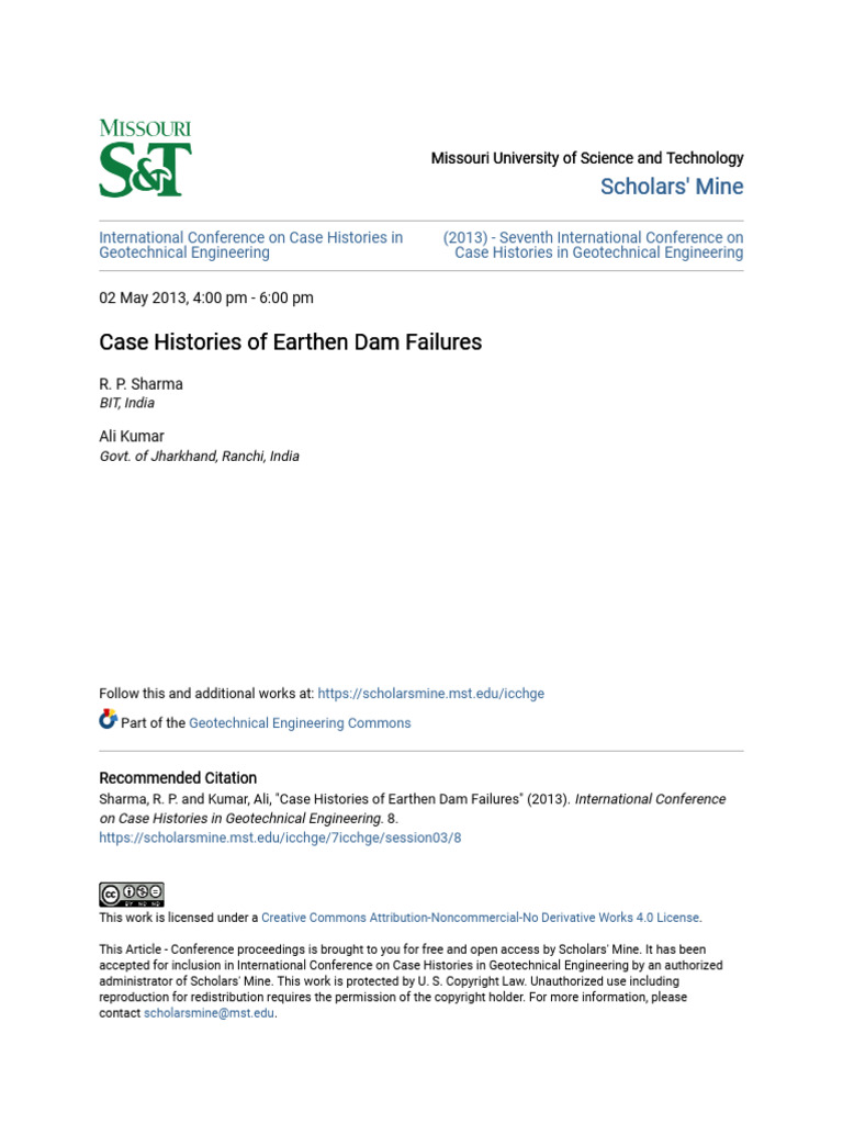 Case Histories of Earthen Dam Failures | PDF | Dam | Water