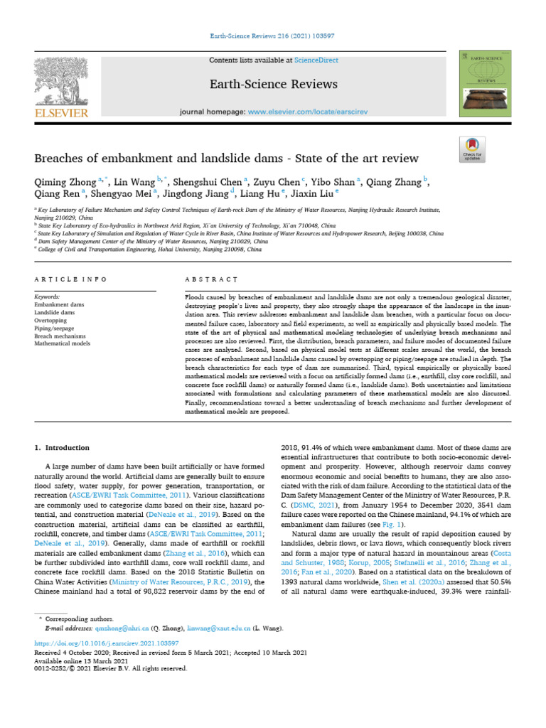 Embankment & Landslide Dam Breach Review | PDF | Dam | Levee