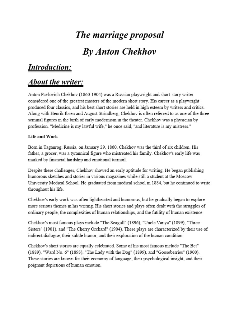 The Marriage Proposal | PDF | Anton Chekhov | Humour
